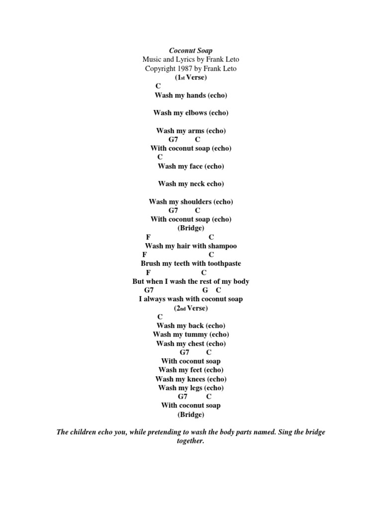 Coconut Soap: Music and Lyrics by Frank Leto | PDF