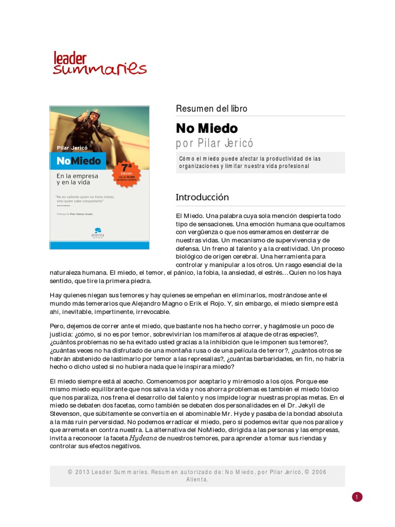 No Miedo - Pilar Jericó | Descargar gratis PDF | Temor | Democracia