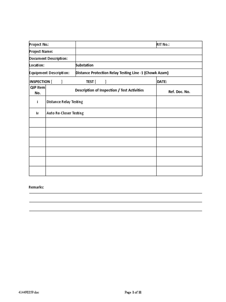 Distance Relay Testing Report | PDF | Relay | Fuse (Electrical)
