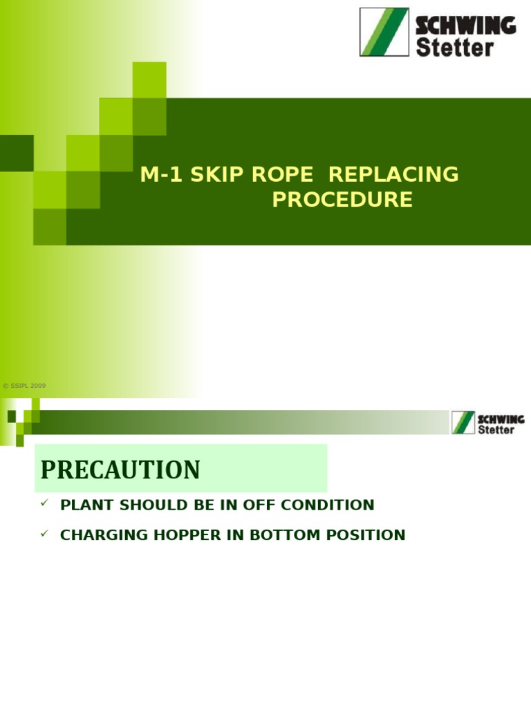53-M-1 Plant Skip Rope Replacing Procedure | PDF | Screw | Equipment