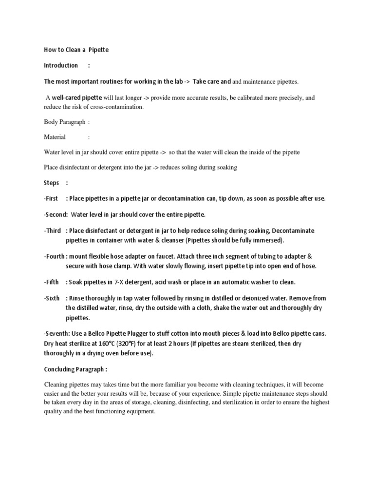 How To Clean A Pipette | Download Free PDF | Washing Machine ...