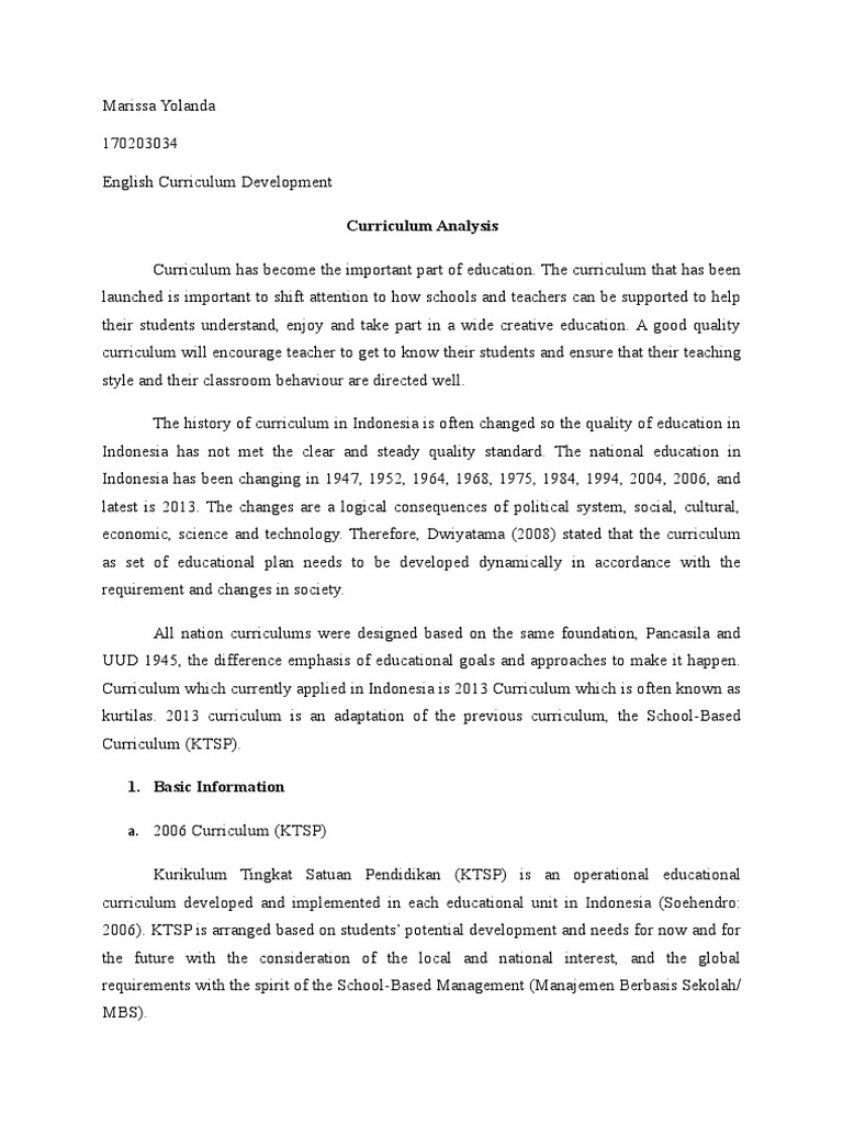 Curriculum Analysis | PDF | Curriculum | Competence (Human Resources)
