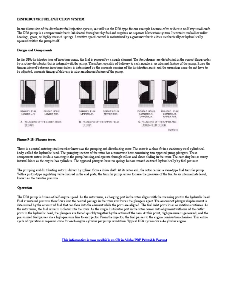 Fuel Injection Distributor Fuel Injection System Pdf Distributor