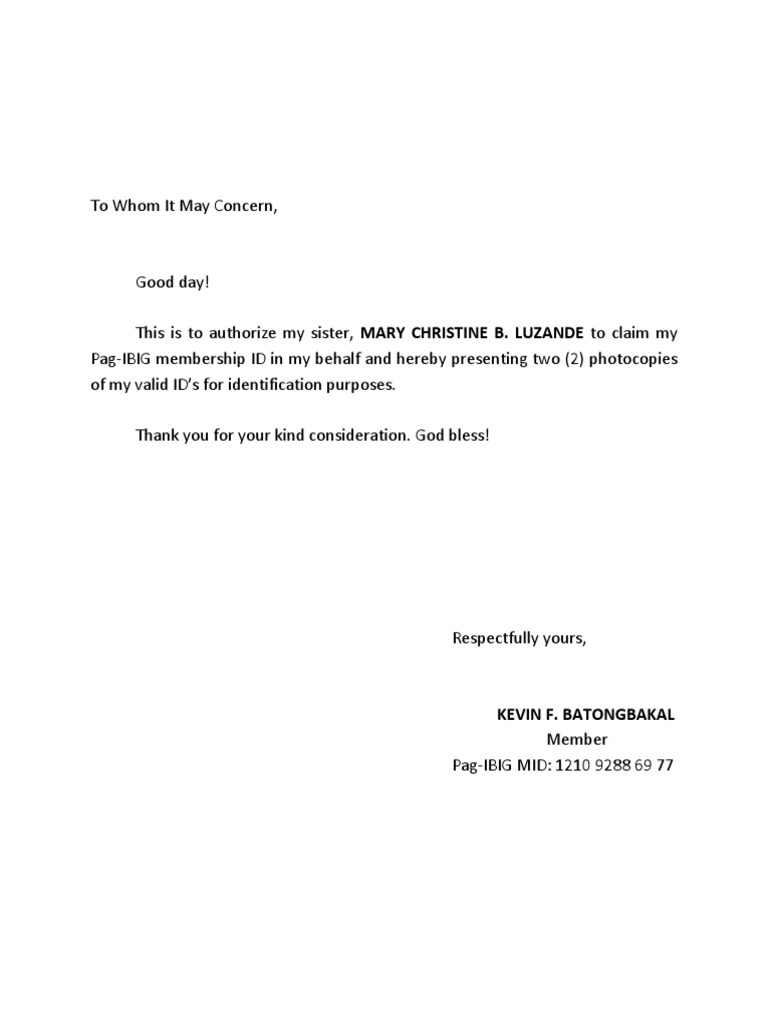Authorization Letter | PDF