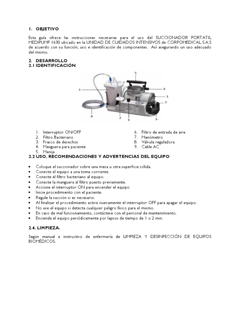 Guía Rápida de Uso Succionador Thomas | PDF