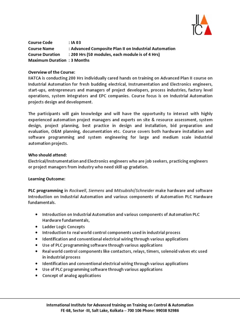 Course Name IA03 | PDF | Automation | Programmable Logic Controller