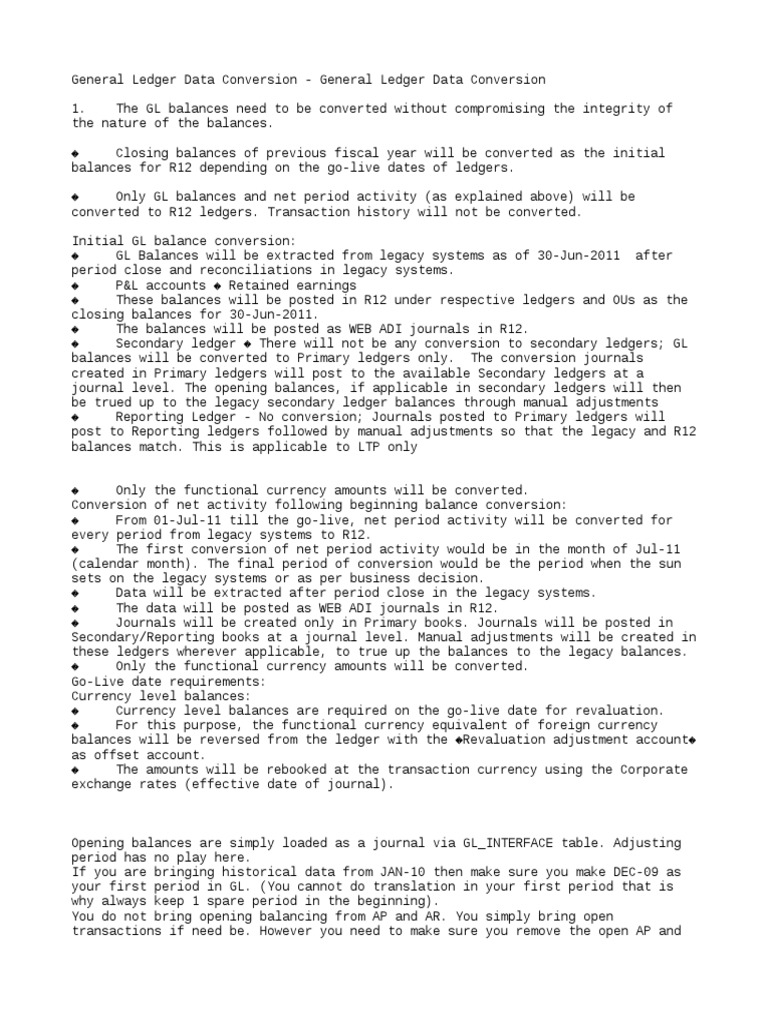 General Ledger Data Conversion | PDF | Ledger | Revaluation