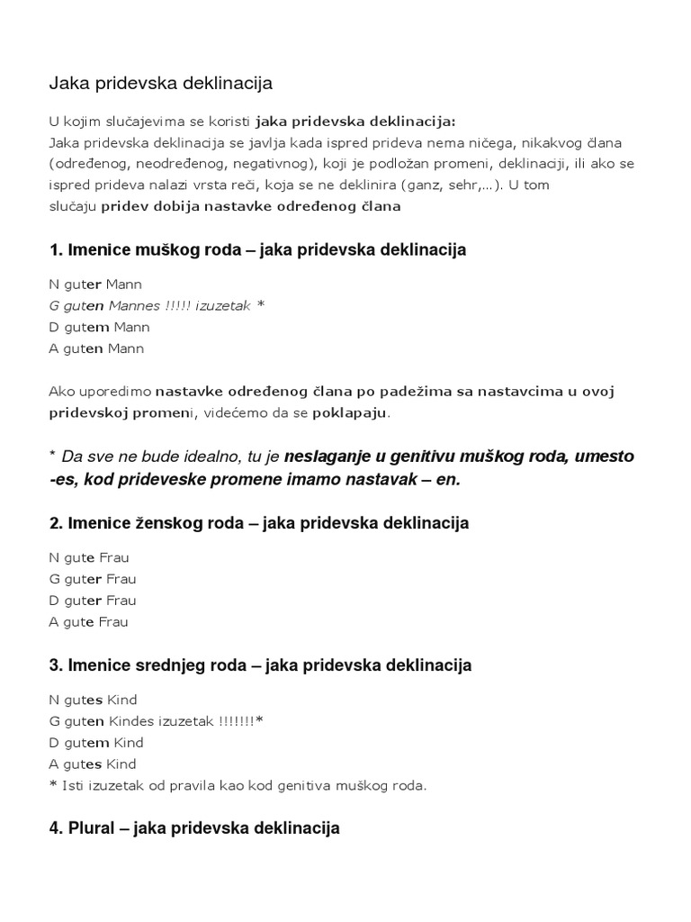 Deklinacija Prideva | PDF