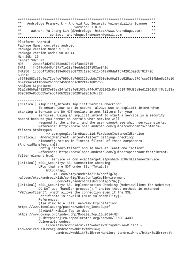 AndroBugs Framework | PDF | Transport Layer Security | Android (Operating System)