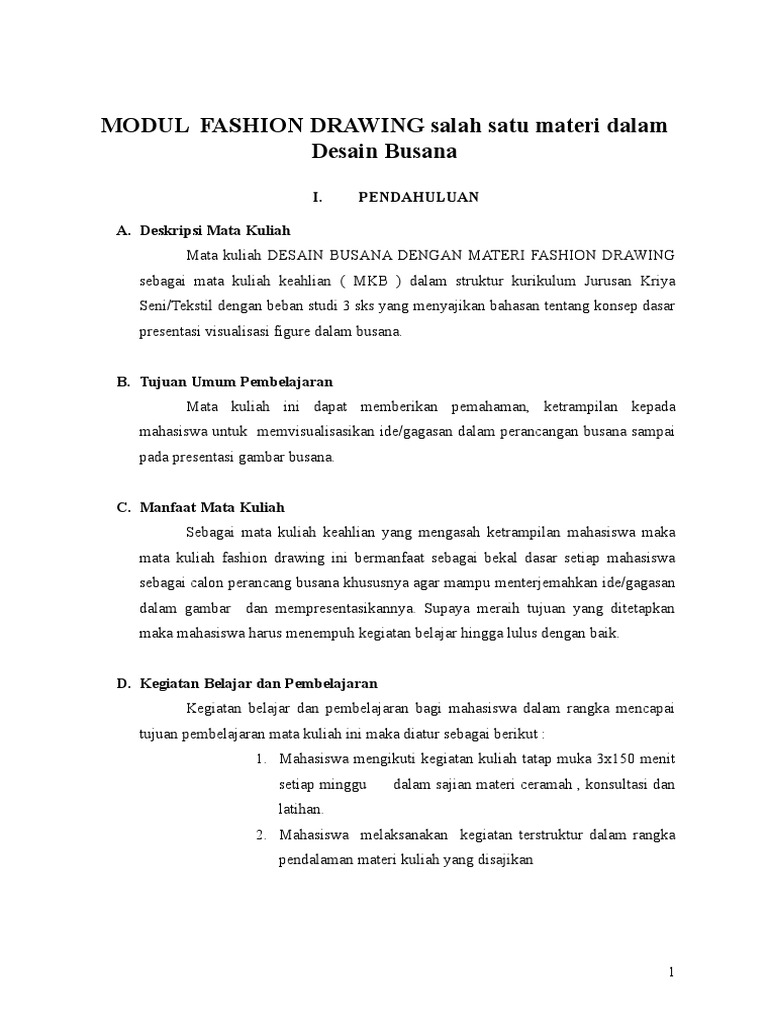 Modul Ajar Fashion Drawing Mahasiswa | PDF | Karier & Perkembangan ...