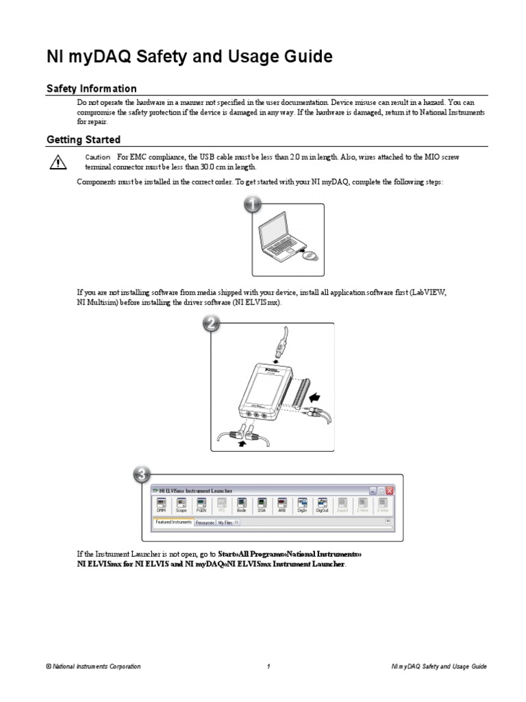 Ni Mydaq Safety and Usage Guide | PDF | Electronics | Electrical ...