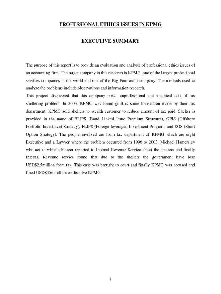 KPMG's Ethical Challenges and Trust Issues | PDF | Internal Revenue ...