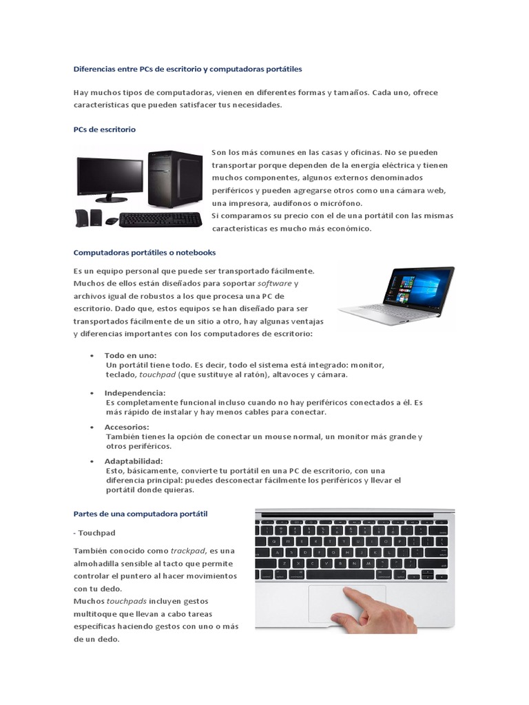 Diferencias Entre Pcs De Escritorio Y Computadoras Portátiles | Ordenador portátil | Tableta