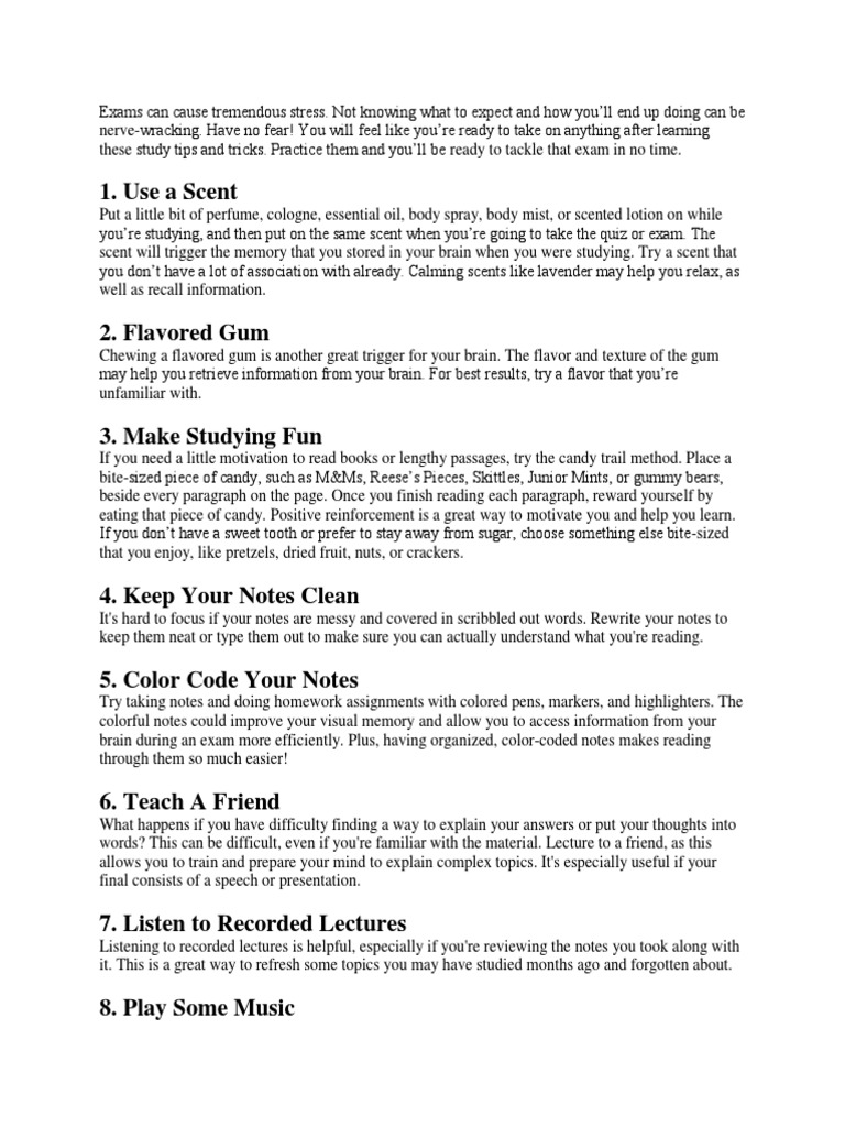 Tips Study | PDF | Candy | Test (Assessment)