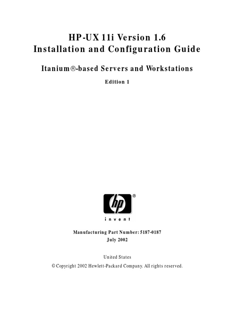 HP-UX 11i Version 1.6 Installation and Configuration Guide: Itanium | PDF | Operating System ...