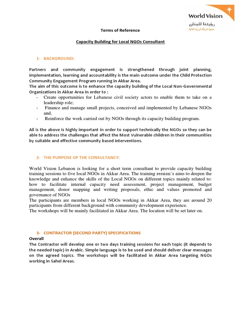 TOR Capacity Building NGOs - 2 | PDF | Capacity Building | Non ...