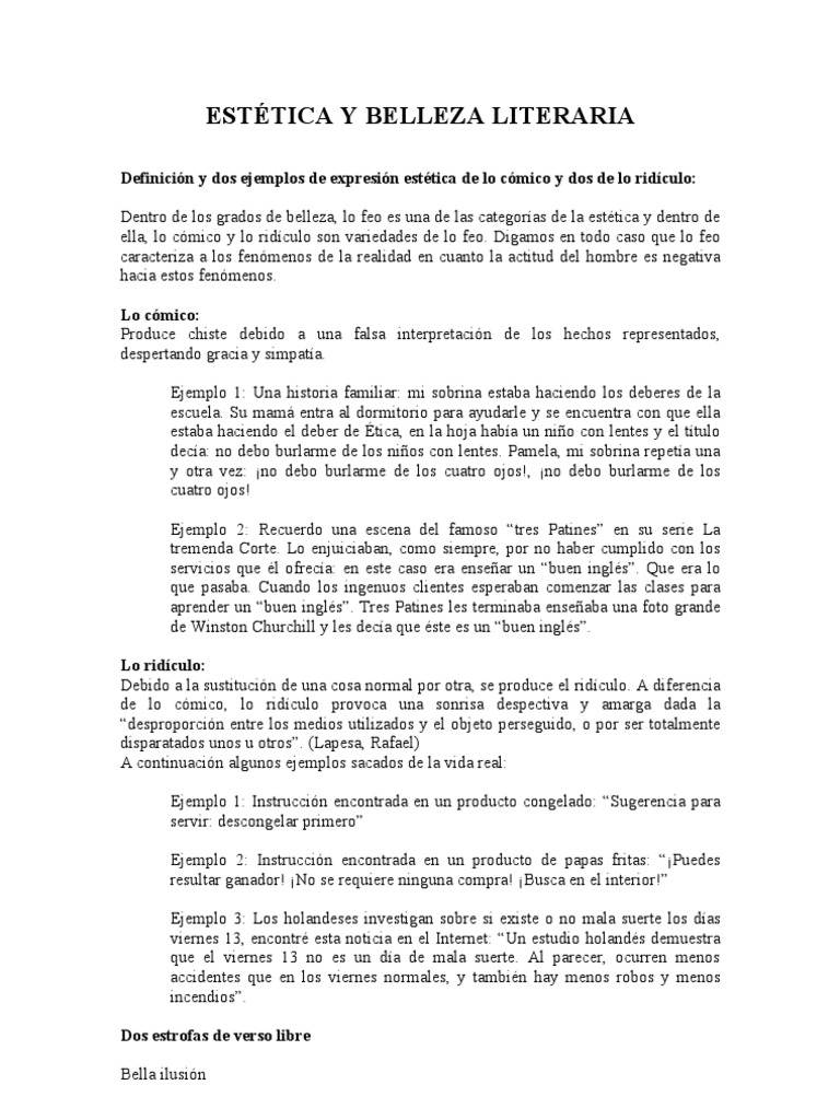 Estetica y Belleza Literaria | Estética