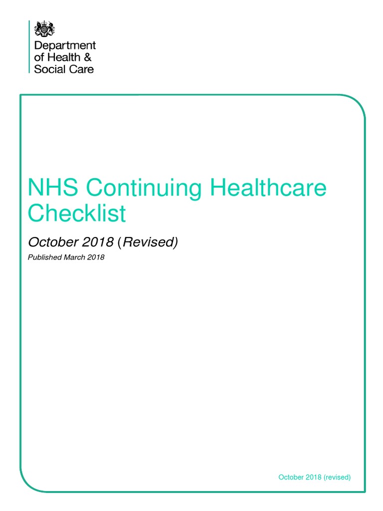NHS Continuing Healthcare Checklist: October 2018 (Revised) | PDF ...