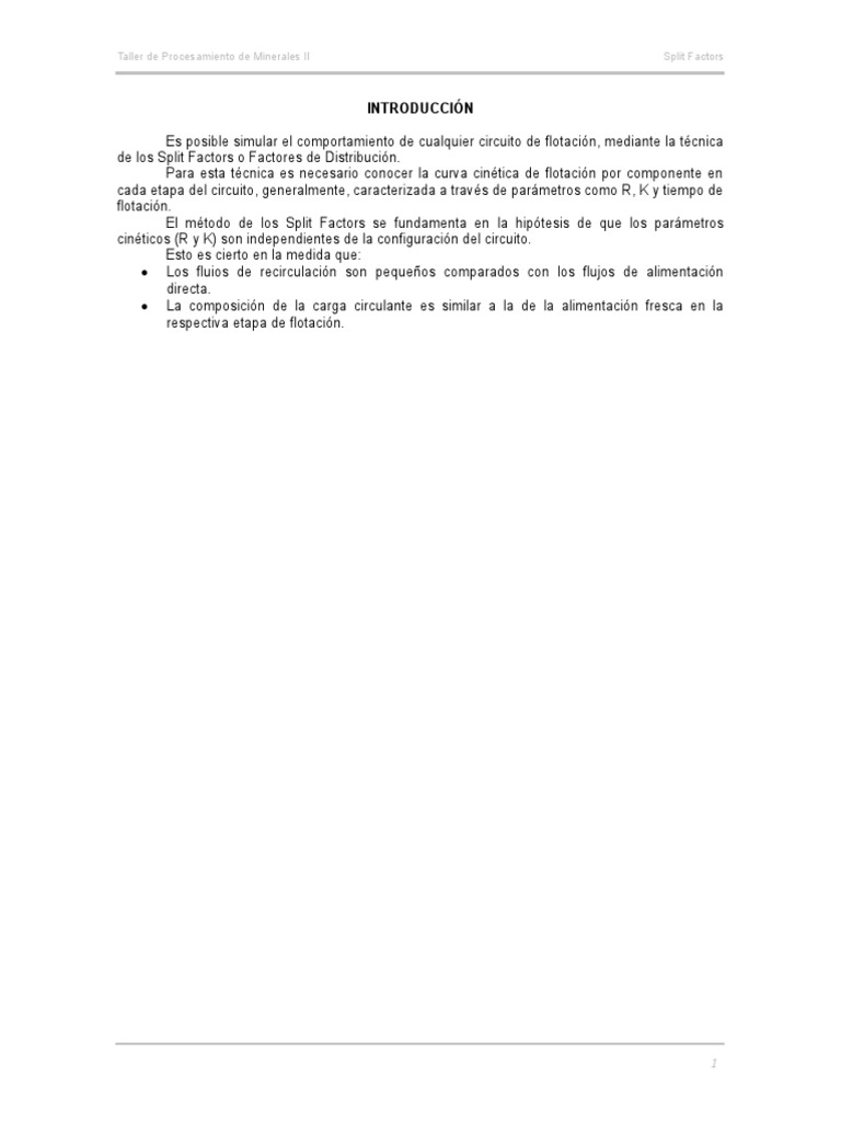 Split Factor - Metallurgy Balance | PDF | Simulación | Matriz (Matemáticas)