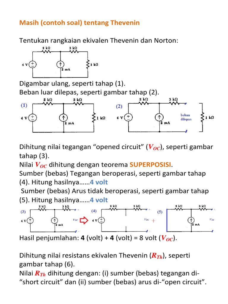 Contoh Soal Rangkaian Ekivalen Thevenin Dan Norton | PDF | Metode & Bahan Ajar | Sains & Matematika
