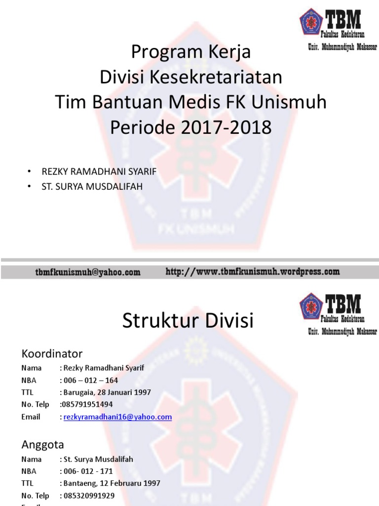 Program Kerja Kesekretariatan TBM | PDF