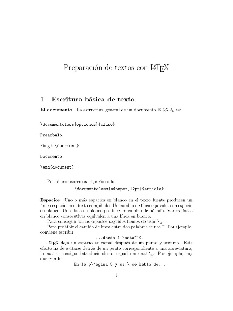 Guía LATEX: Texto y Matemáticas | PDF | Comillas | Te X