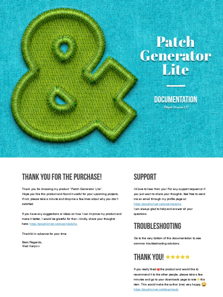 Patch Generator Lite: Documentation | PDF | Adobe Photoshop | Mac Os