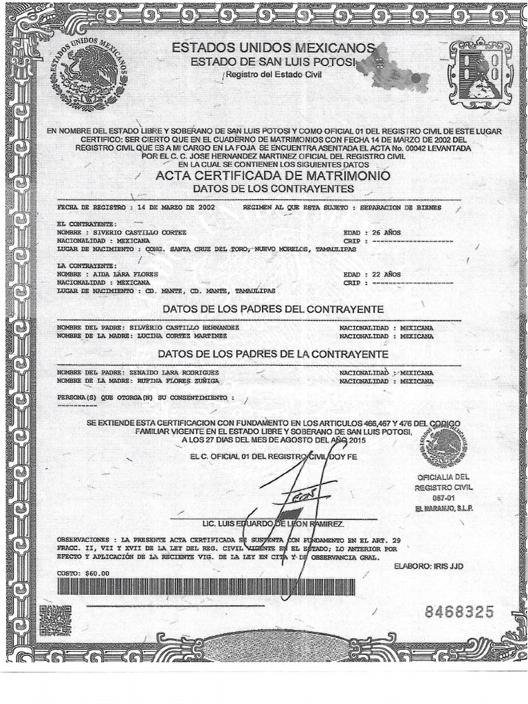 Acta de Nacimiento PDF | PDF