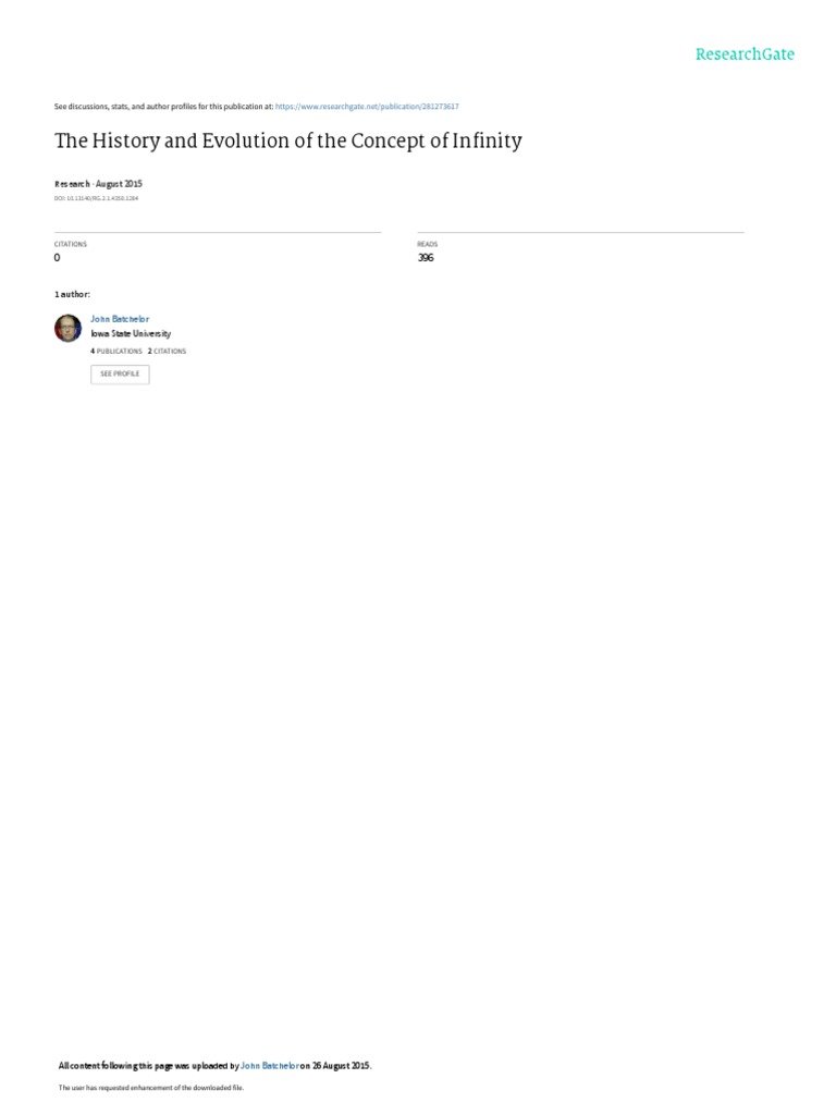 The History and Evolution of The Concept of Infinity: August 2015 | PDF ...