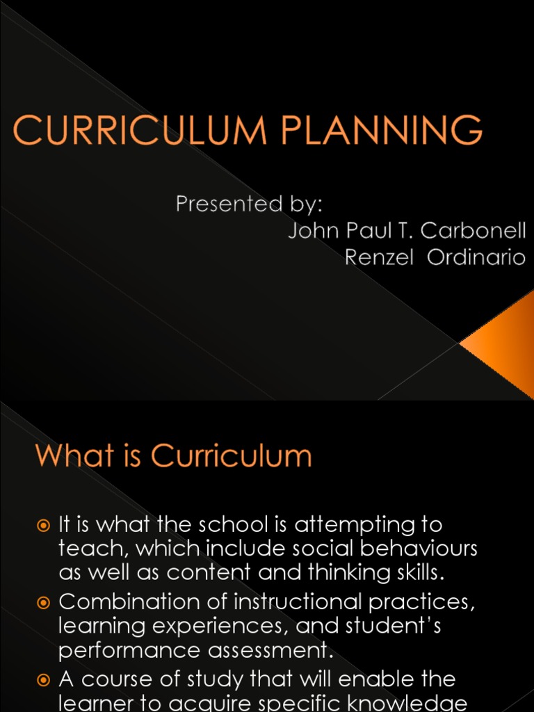 Curriculum Planning | PDF | Curriculum | Educational Assessment