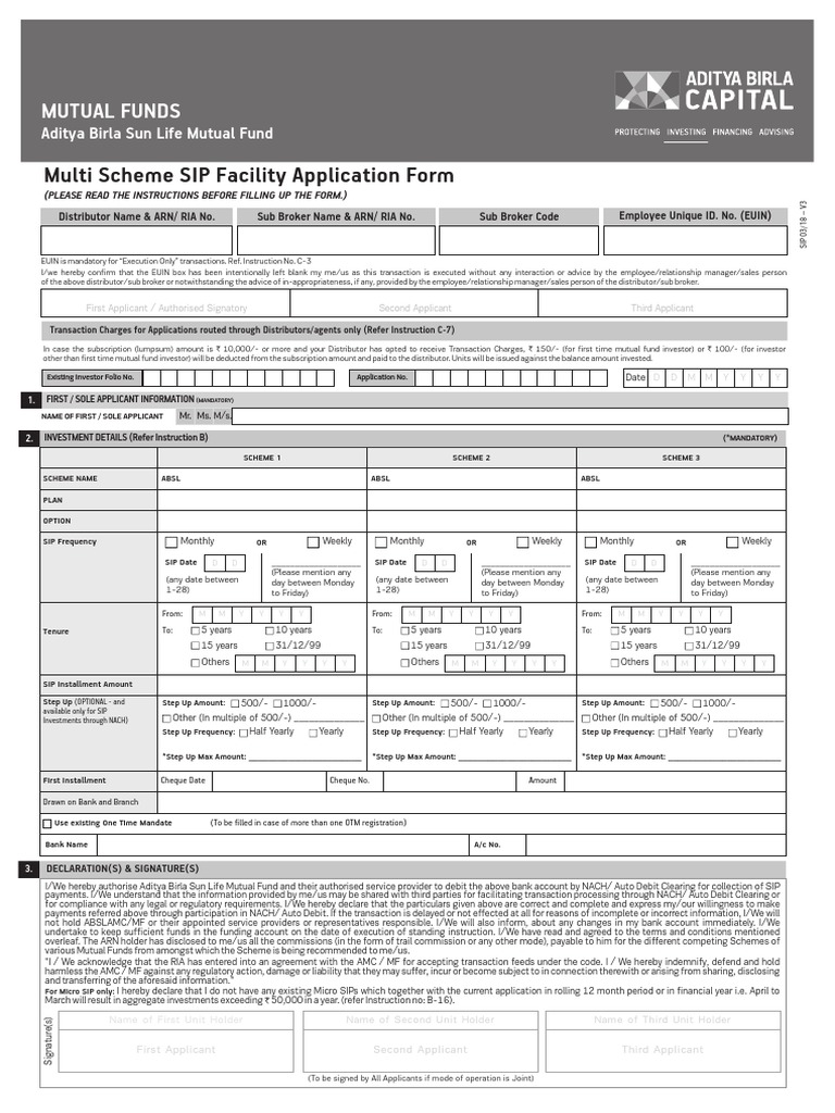 Multi Scheme SIP Facility Appl Form SIP With Micro SIP V 1 | PDF ...