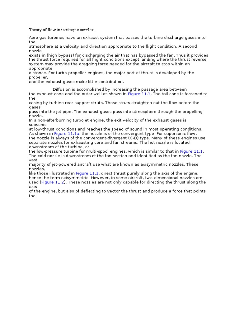 Isentropic Nozzle Flow Theory | PDF | Jet Engine | Gas Technologies