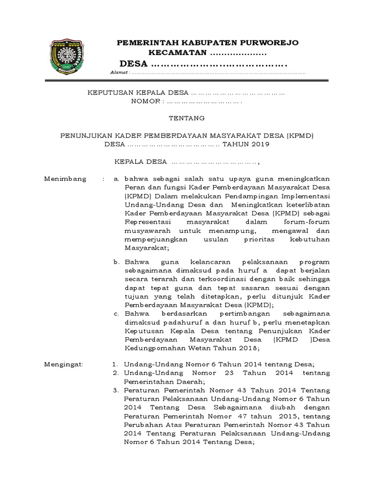 Contoh SK KPMD | PDF | Karier & Perkembangan