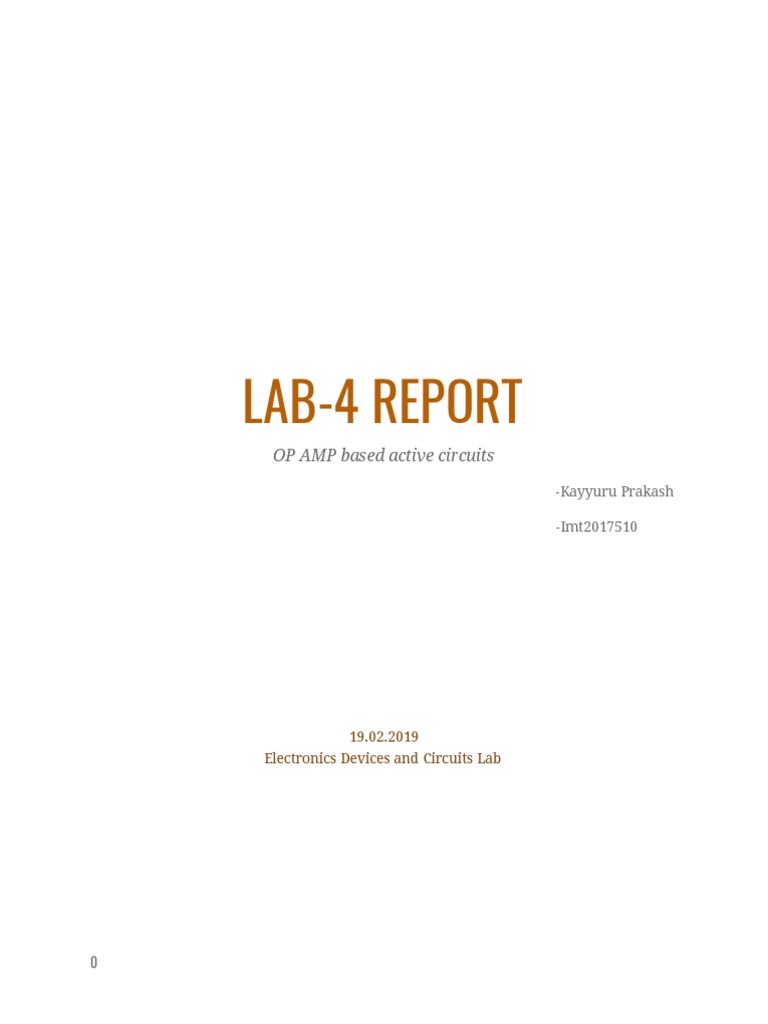 Lab-4 Report: OP AMP Based Active Circuits | PDF | Science & Mathematics