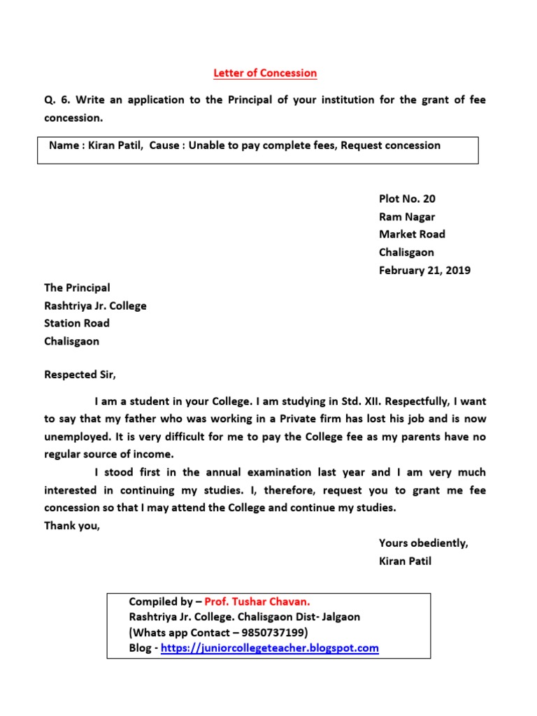 Letter of Concession - by Prof. Tushar Chavan | PDF | Business