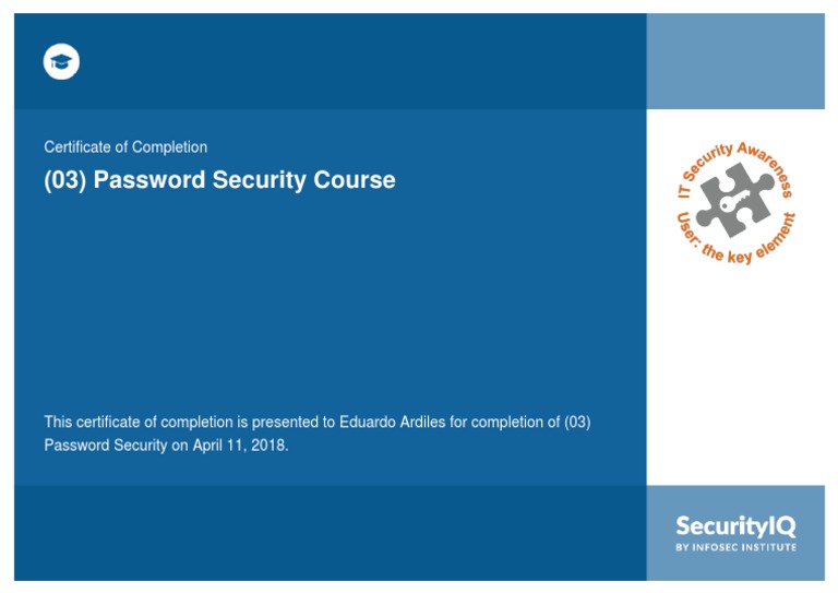 Password Security Course: Certificate of Completion | PDF | Secure ...