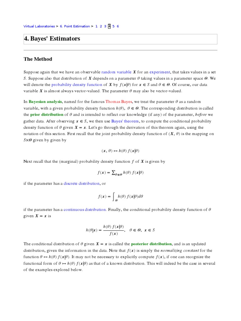 Bayes' Estimators: The Method | PDF | Bias Of An Estimator | Normal Distribution