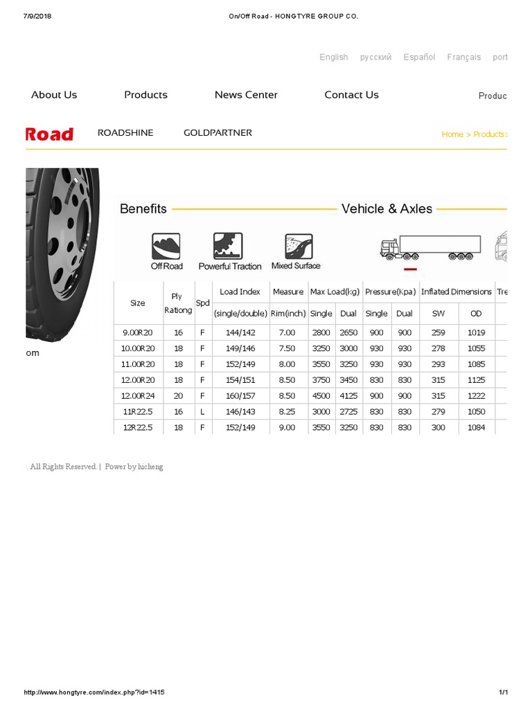 Ficha Técnica Llanta Roadshine rs606 12.00R24 | PDF | Tecnología