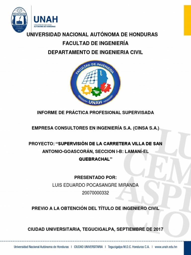 INFORME FINAL PPS Borrador PDF | Descargar gratis PDF | Honduras | Ingeniero civil