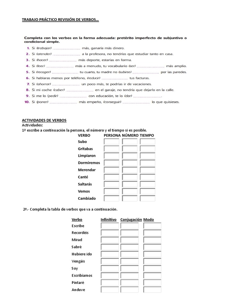Actividades de Verbos 2017 | PDF | Verbo | Morfología Lingüística