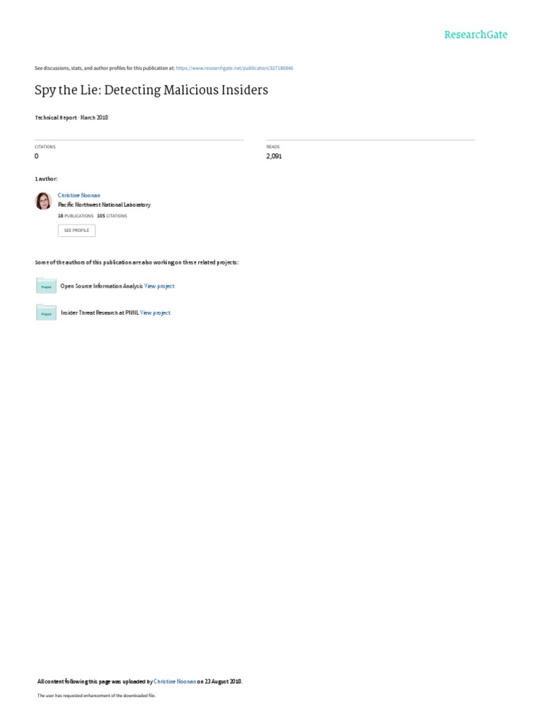 Spy The Lie: Detecting Malicious Insiders: March 2018 | PDF | Deception ...