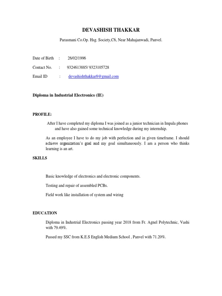 Devashish Thakkar Resume | PDF