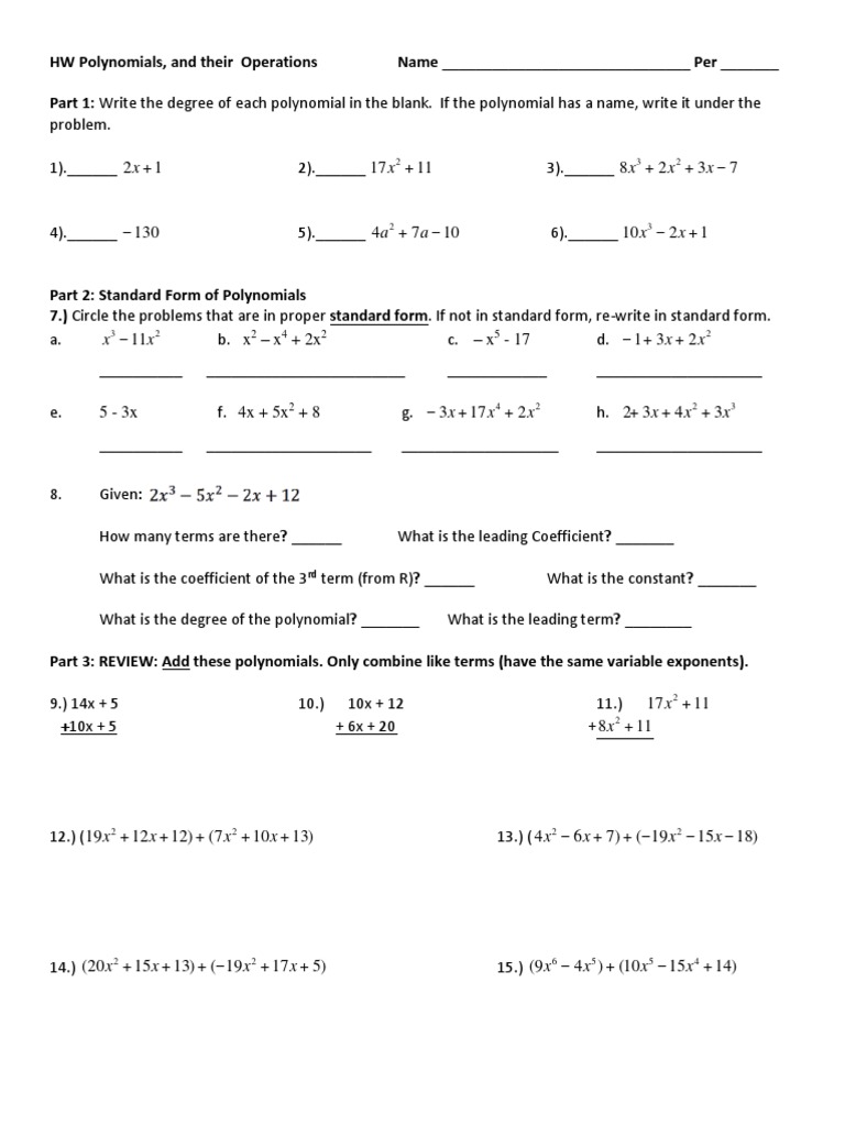 HW - Polynomial Operations | PDF | Polynomial | Discrete Mathematics