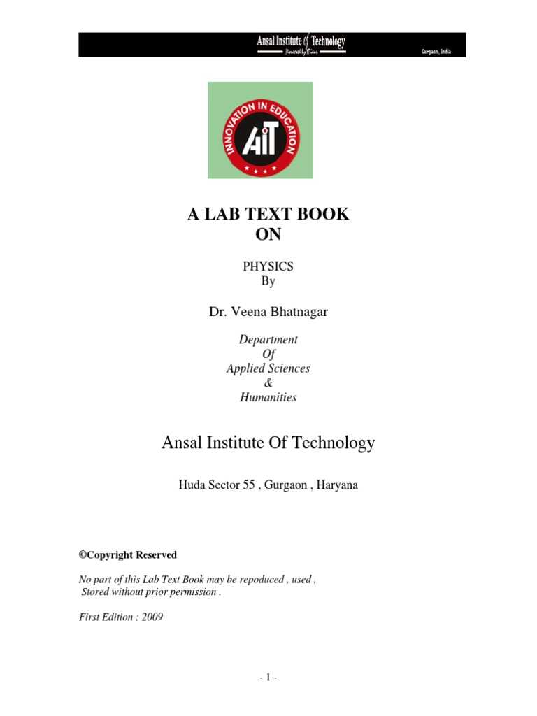 A Lab Text Book ON: Ansal Institute of Technology | PDF | Diffraction ...
