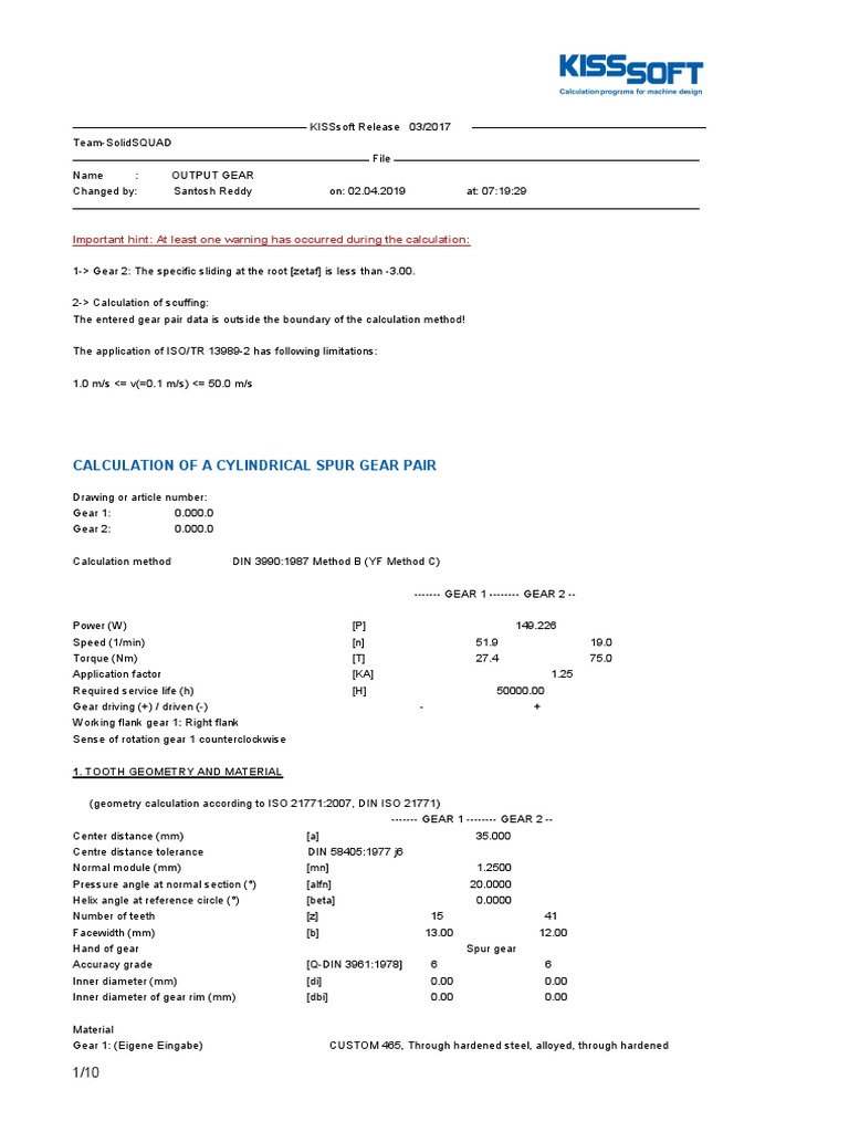 Output Gear Root Safety | PDF | Gear | Strength Of Materials