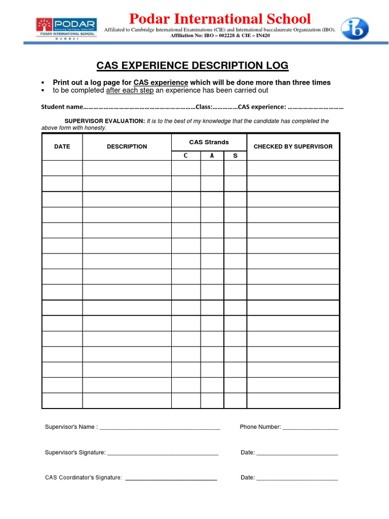 CAS EXPERIENCE LOG - Batch 2020 | PDF