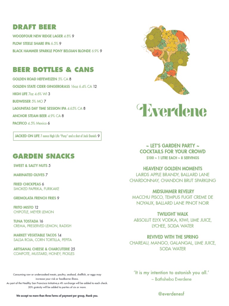 Everdene Menu | Alcoholic Drinks | Grape