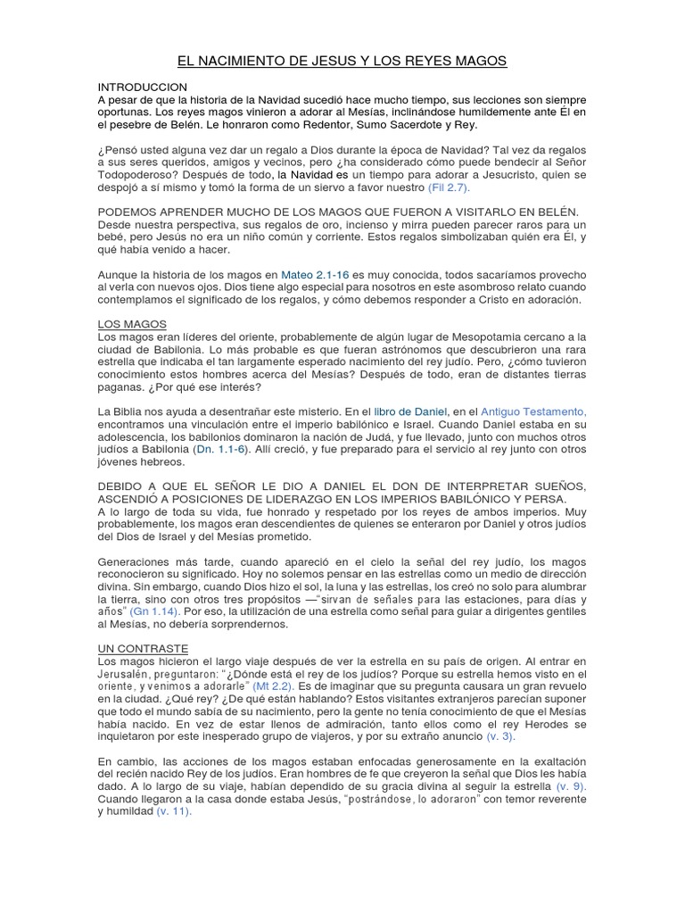 El Nacimiento de Jesus y Los Reyes Magos | PDF | Reyes Magos | Daniel ...