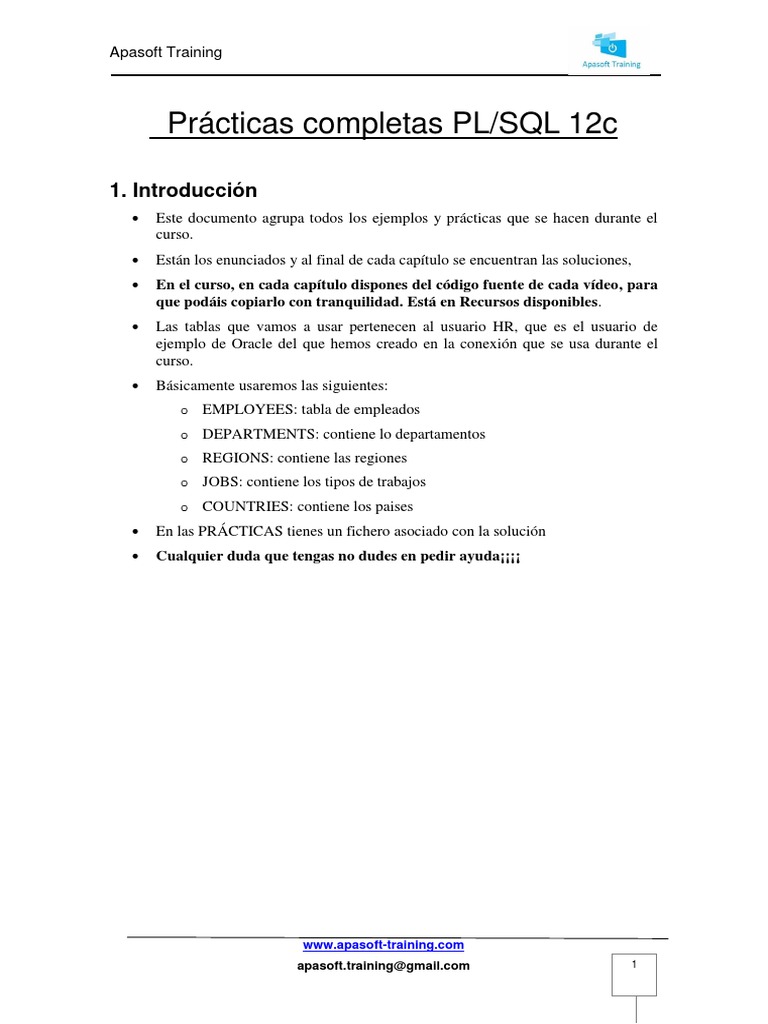 Practicas de PLSQL 1 | Descargar gratis PDF | Pl / Sql | SQL