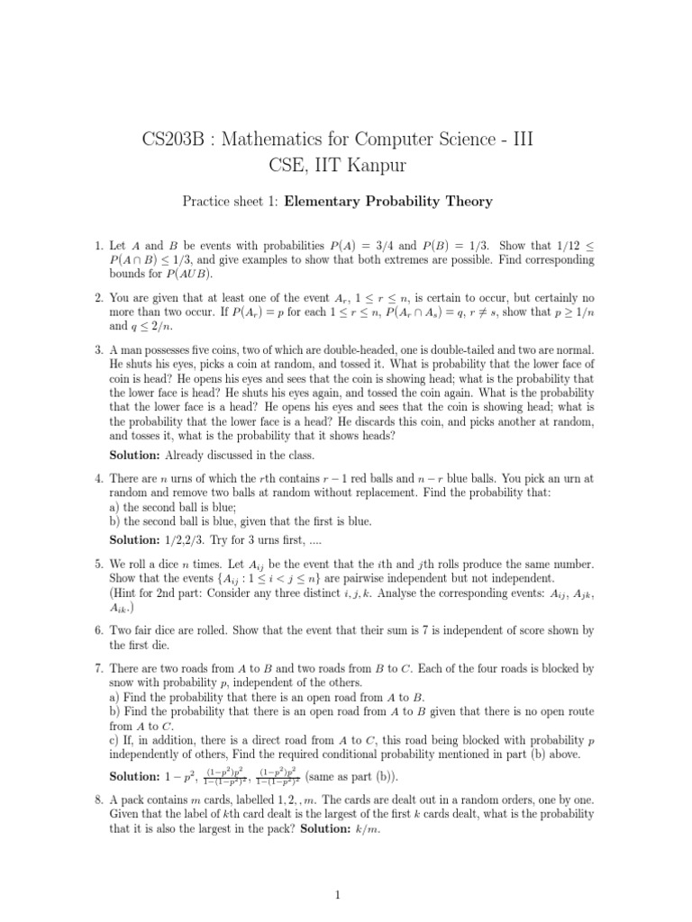 Probability Questions | PDF | Probability | Probability And Statistics